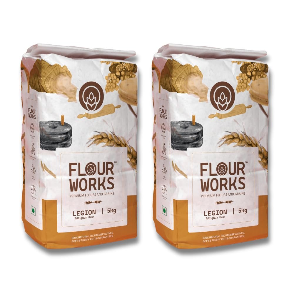 FlourWorks Legion Multigrain Atta, 10KG (2 Packs of 5kg) 7 Grains ...